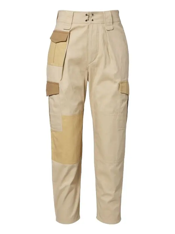 MARANT ETOILE Renzae Patchwork Cotton Cargo Pants - Beige