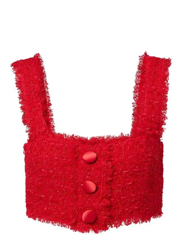 Dolce & Gabbana Cotton-blend Bouclé Crop Top - Red