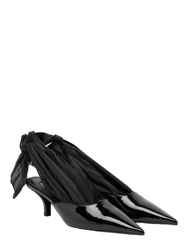 TOTEME Scarf Patent Leather Slingback Pumps - Black