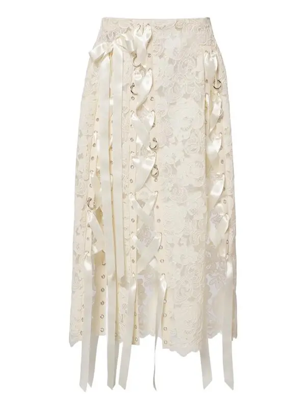 Simone Rocha Bow-detail Lace Midi Skirt - White