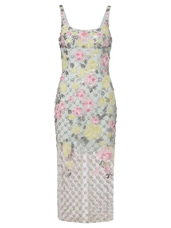 LA FUORI Embellished Midi Dress - Multicoloured