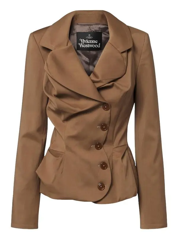 VIVIENNE WESTWOOD Draped Peplum Virgin Wool Jacket - Brown