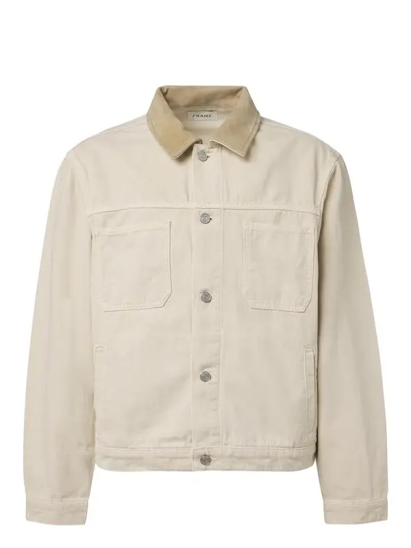 FRAME Suede-trimmed Cotton Field Jacket - Beige