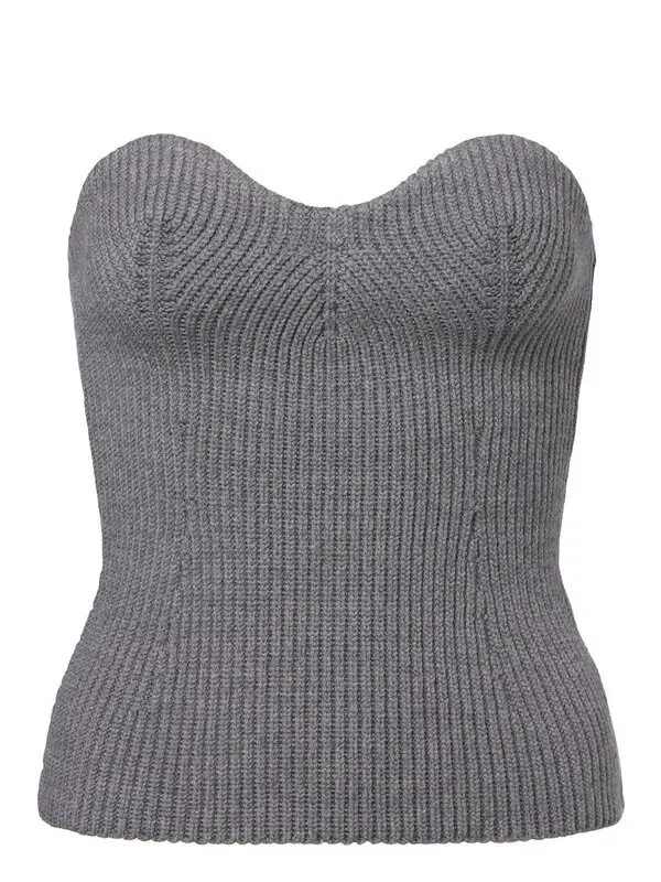 JIL SANDER Wool-blend Bustier Top - Grey