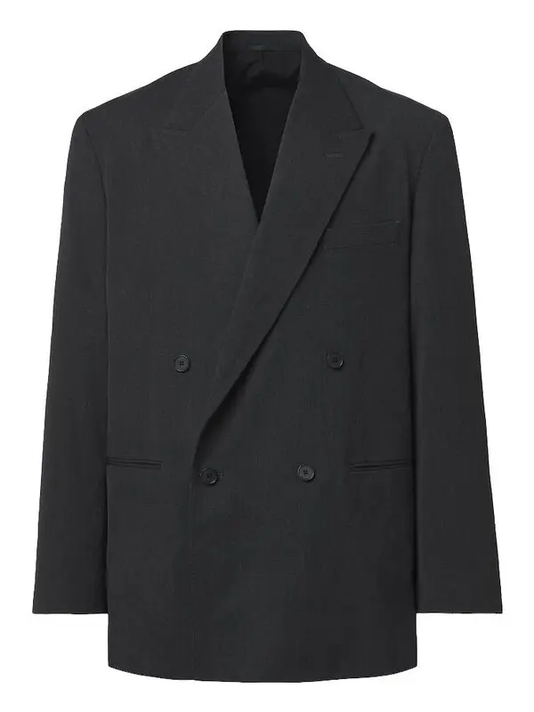 A.PRESSE Double-breasted Wool Blazer - Grey