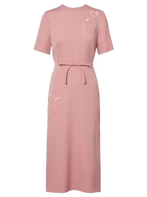 Erdem Embellished Embroidered Twill Midi Dress - Pink