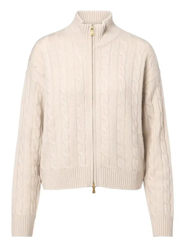 Eleventy Cable-knit Cashmere Zip-up Sweater - Beige