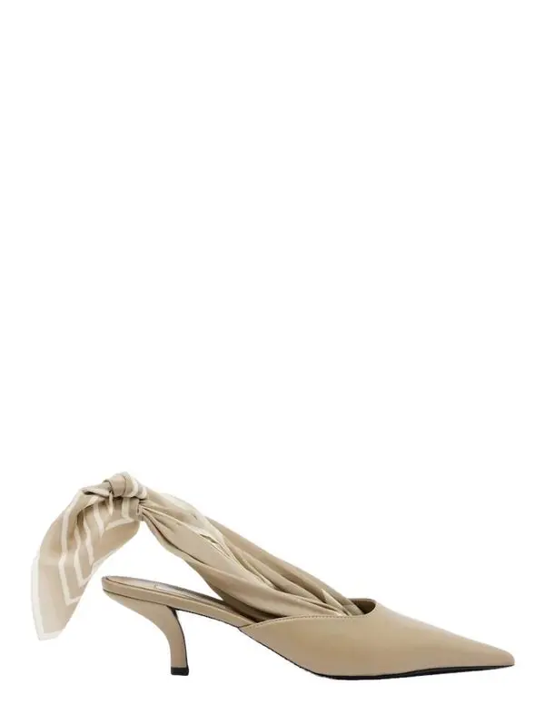 TOTEME Scarf Leather Slingback Pumps - Beige
