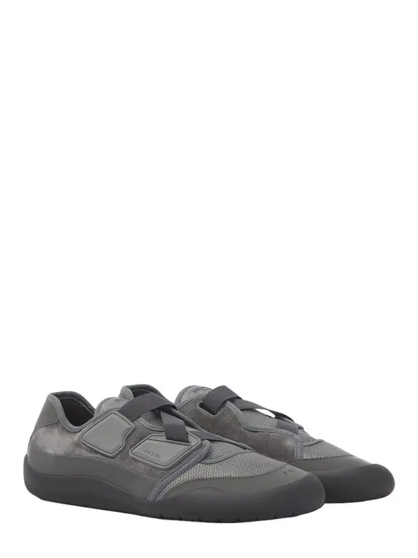 Prada Speedrock Suede-trimmed Sneakers - Grey