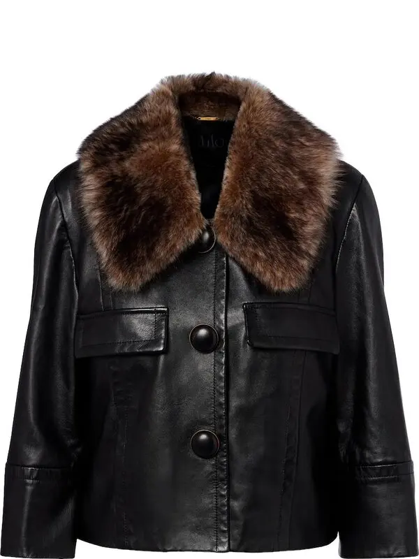 Chloé Shearling-trimmed Leather Jacket - Black