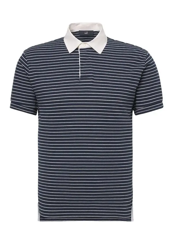 Dunhill Striped Cotton Piqué Polo Shirt - Blue