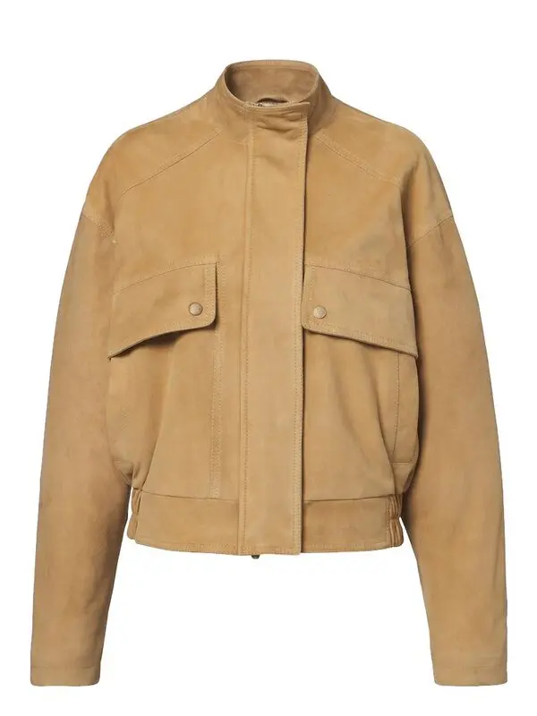 Eleventy Suede Bomber Jacket - Beige