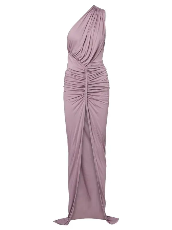 Rick Owens Avra Ruched One-shoulder Jersey Gown - Pink