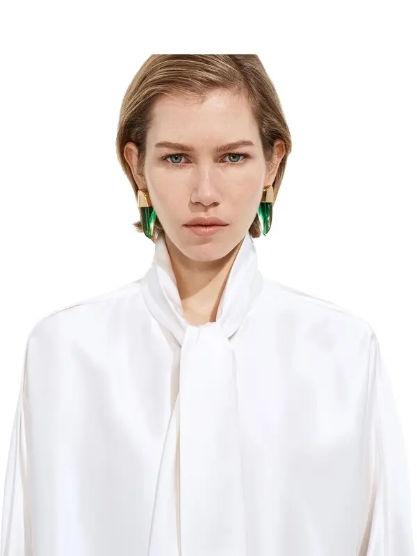 Bottega Veneta Fluid Silk Satin Shirt - Chalk