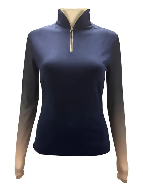 CHAMPAGNE & HORSES Equestrian Éco Collection Long Sleeve Sun Shirt - Blue