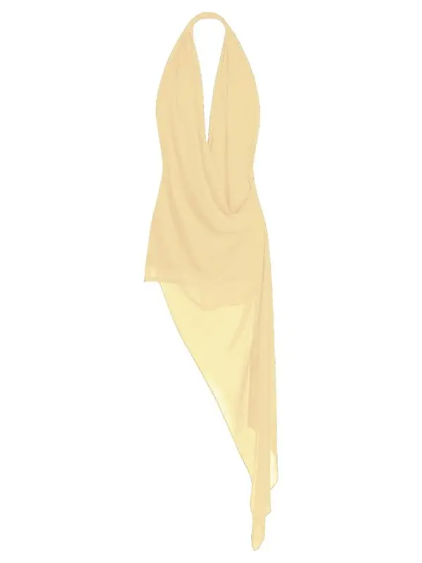 AVENUE 8 Chiffon Draped Mini Dress - Yellow