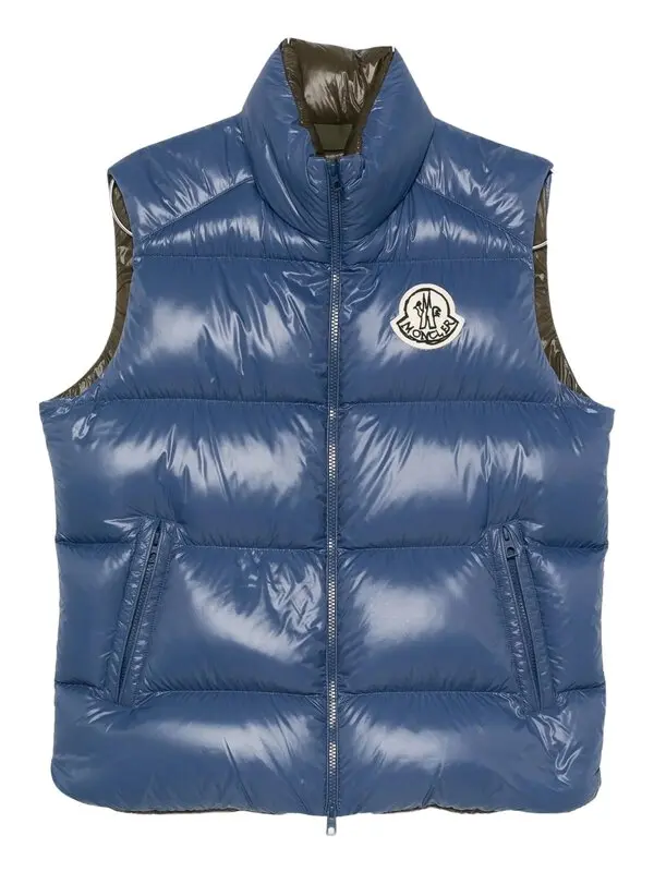 Moncler Belice Quilted Vest With Logo Patch - Blue