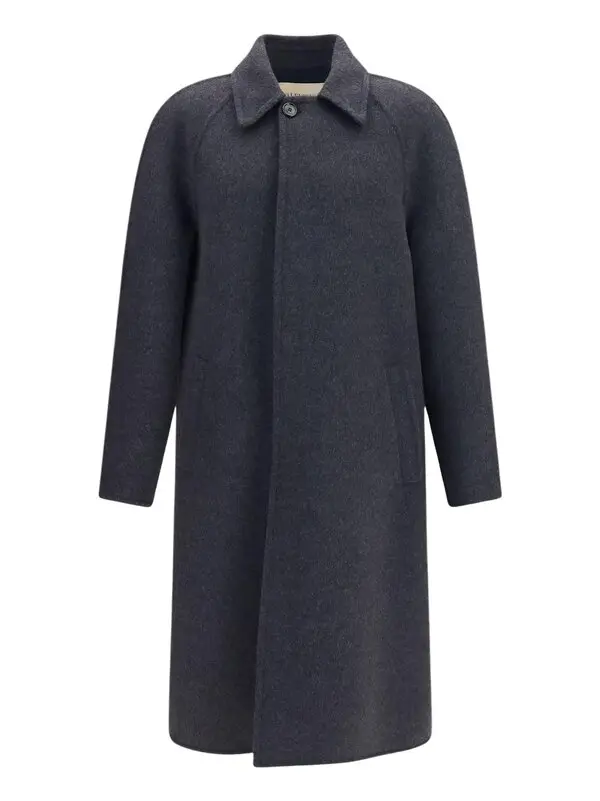 Valentino Garavani Wool Long Coat With Button Detail - Gray