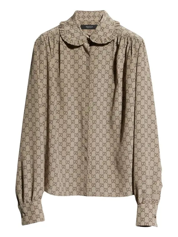 Gucci Silk Crêpe De Chine Printed Shirt - Beige