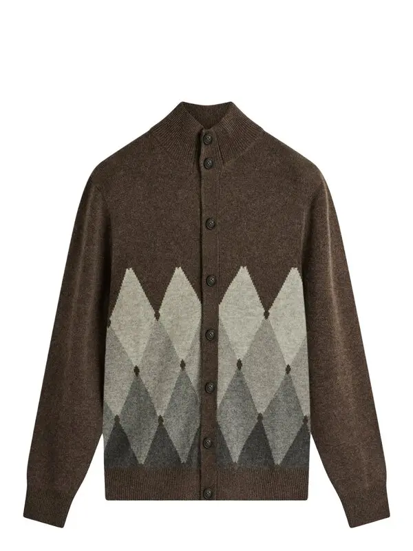 BALLANTYNE Cashmere Diamond Cardigan - Brown