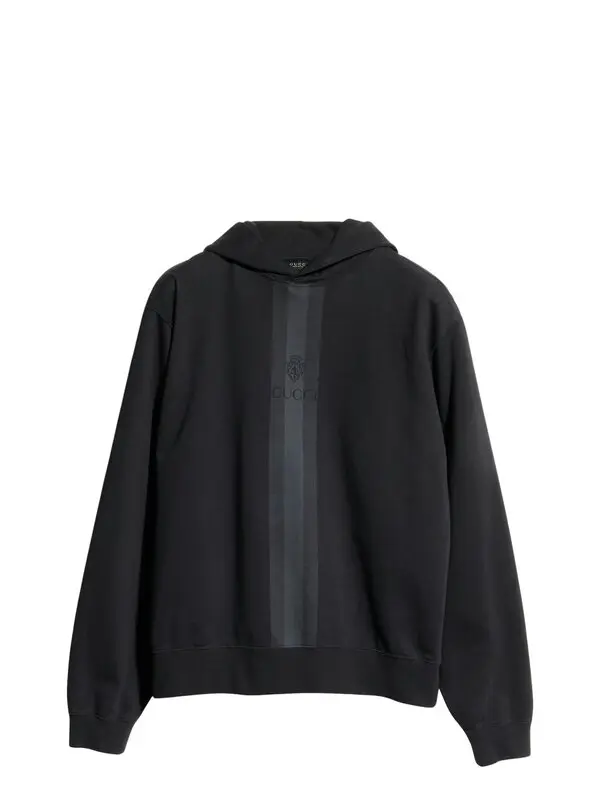 Gucci Cotton Hooded Sweatshirt With Tonal Web Ribbon - Black