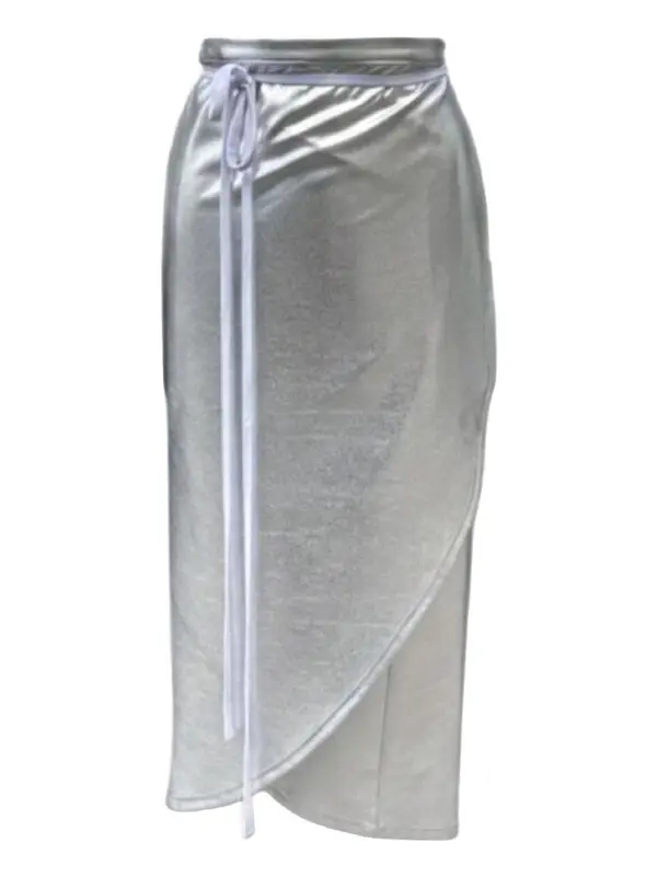 IMAATU Metallic Wrap Midi Skirt - Silver