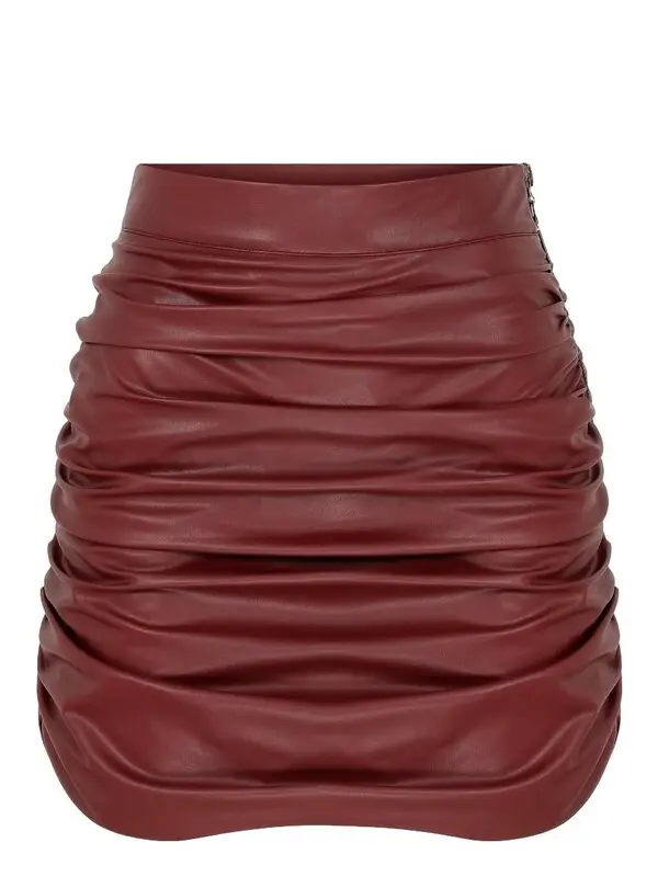 NAZLI CEREN Chels Vegan Leather Mini Skirt - Red