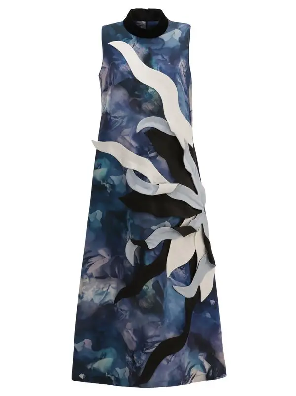 JULIA ALLERT High Neck Sleeveless Dress Abstract Print - Blue