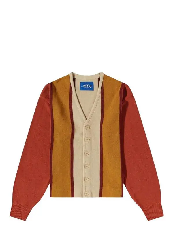 AWAKE Wool Striped Cardigan - Rust
