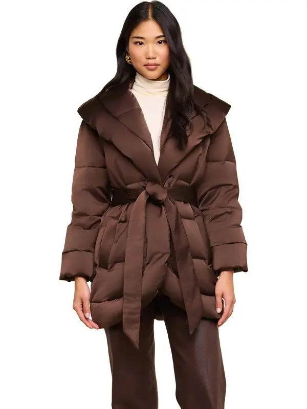 L'Agence Glacier Shawl Puffer Jacket - Dark Java