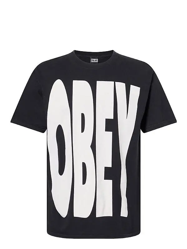 Obey Logo-print Relaxed-fit Cotton T-shirt - Black