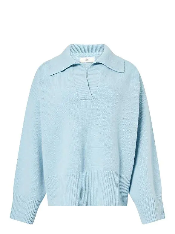 SKALL STUDIO Dean V-neck Wool Jumper - Aqua