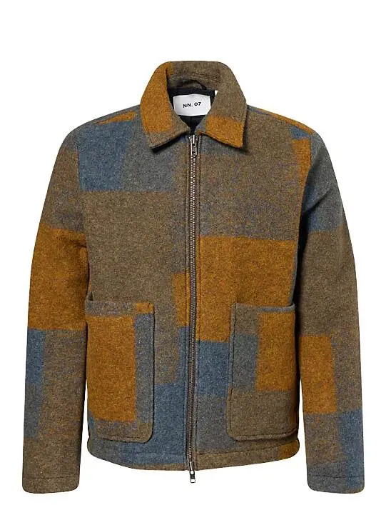 Nn07 Gael Checked Wool-blend Jacket - Brown Check