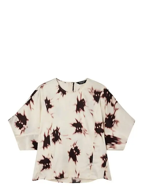 Whistles Floral Print Relaxed Fit Woven Blouse - Cream