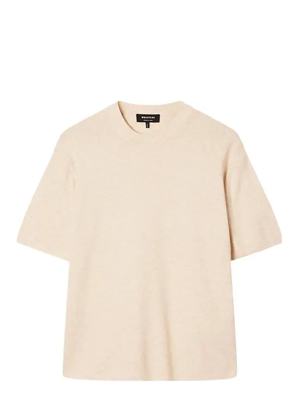 Whistles Short-sleeved Knitted Cotton-blend T-shirt - Brown