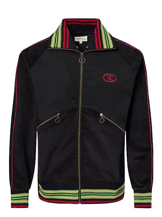 NICHOLAS DALEY Warm-up Stripe-trim Cotton Jacket - Black