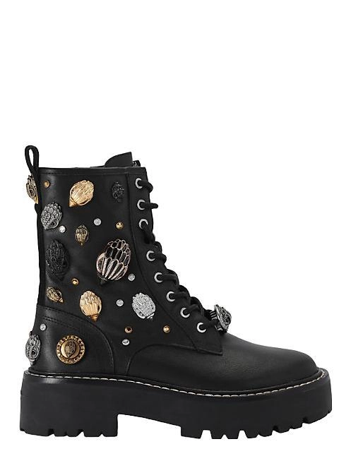 Kurt Geiger Matilda Eagles Leather Ankle Boots - Black