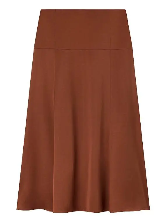 Whistles Panel-waist Satin Midi Skirt - Brown
