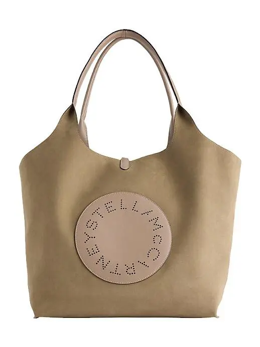 Stella McCartney Perforated-logo Vegan-suede Tote Bag - Moss