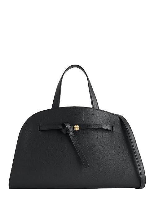 Tory Burch Romy Bauletto Leather Handbag - Black