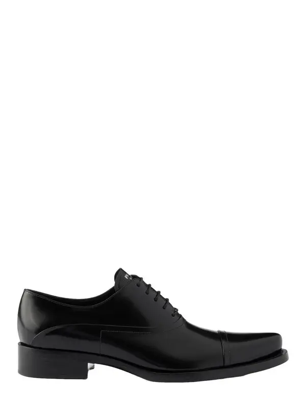 Prada Laced Leather Shoes - Black