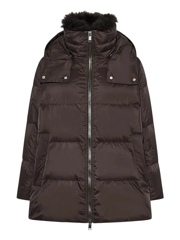 YVES SALOMON Down Jacket With Collar - Brown
