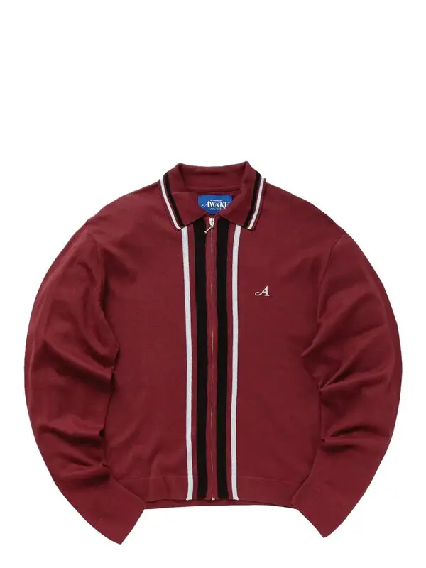 AWAKE NY Striped Zip-up Cardigan - Red