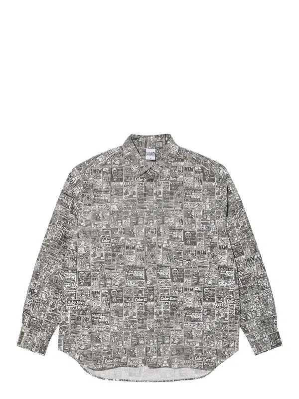 POLAR SKATE CO. Ben Long-sleeve Newspaper Shirt - Grey