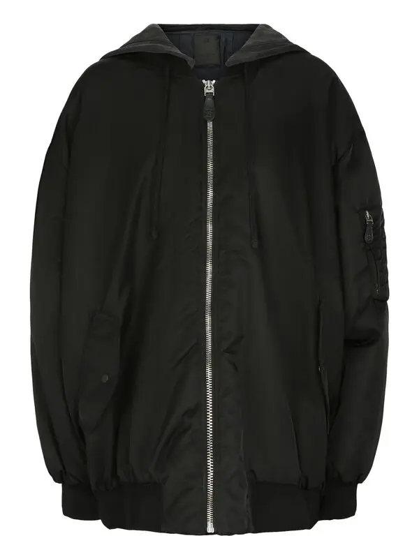 Givenchy Oversized Hooded Bomber Jacket - Black