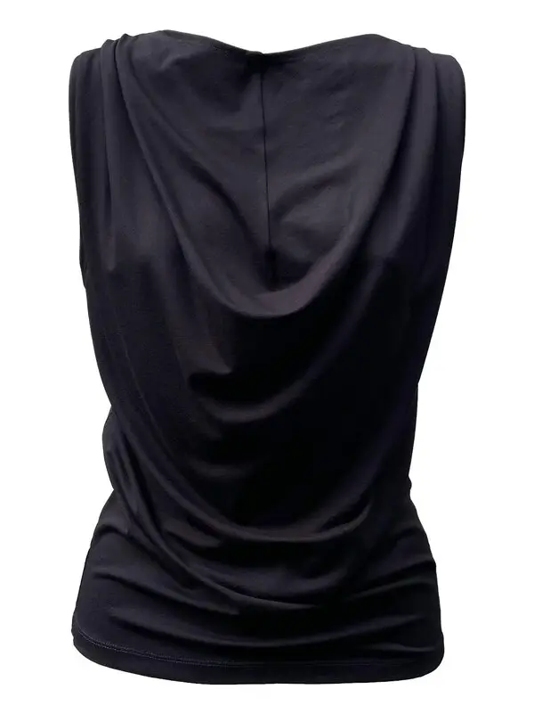 IMAATU Onu Sculpting Elastic Viscose Waterfall Drape Top - Black