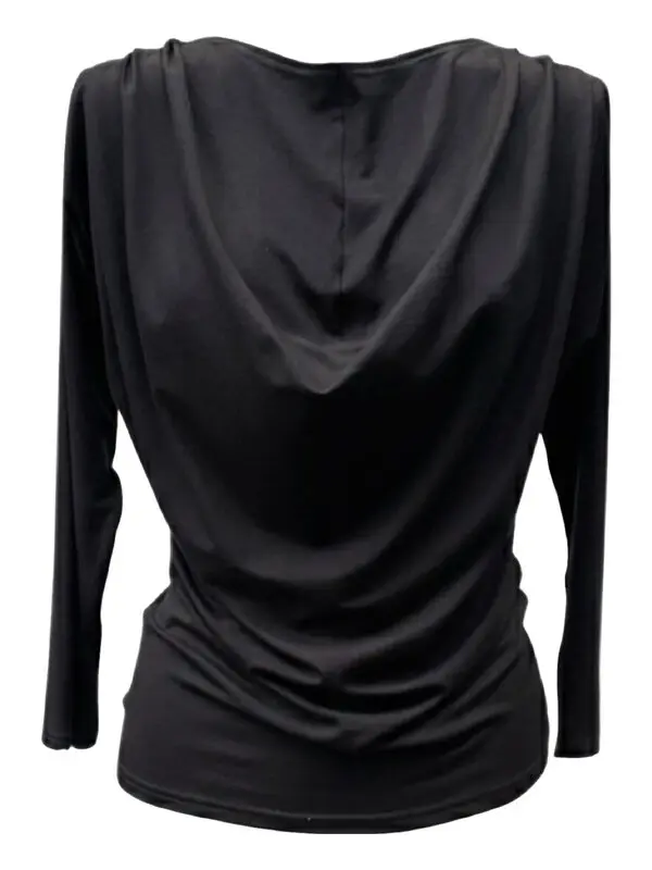 IMAATU Viscose Blend Draped Top With Three-quarter Sleeves - Black