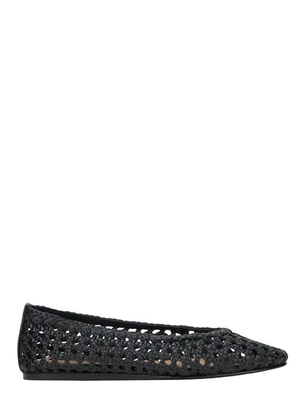 Manebí Woven Leather Ballerina Flats - Black