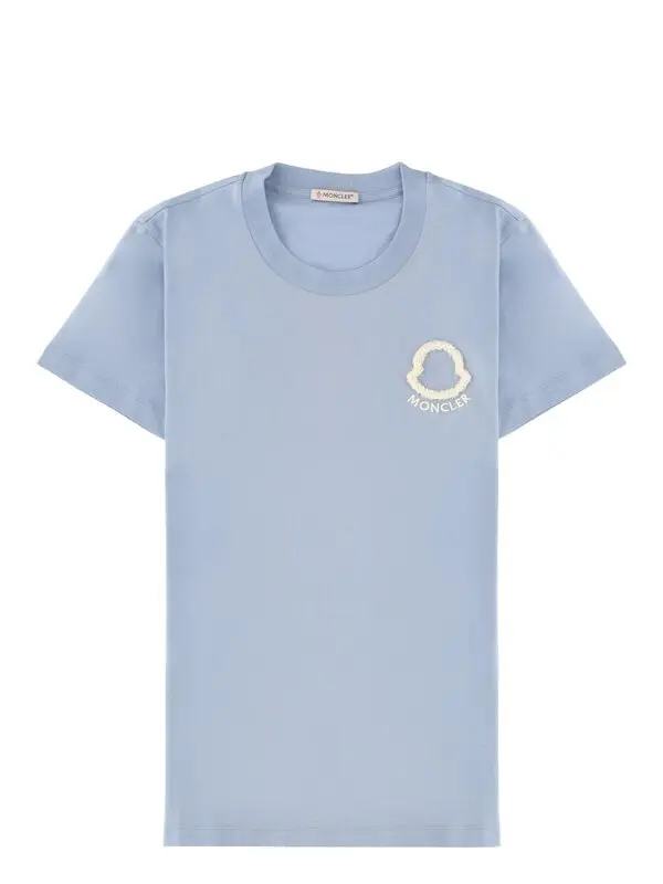 Moncler Logo-embroidered Cotton T-shirt - Azure