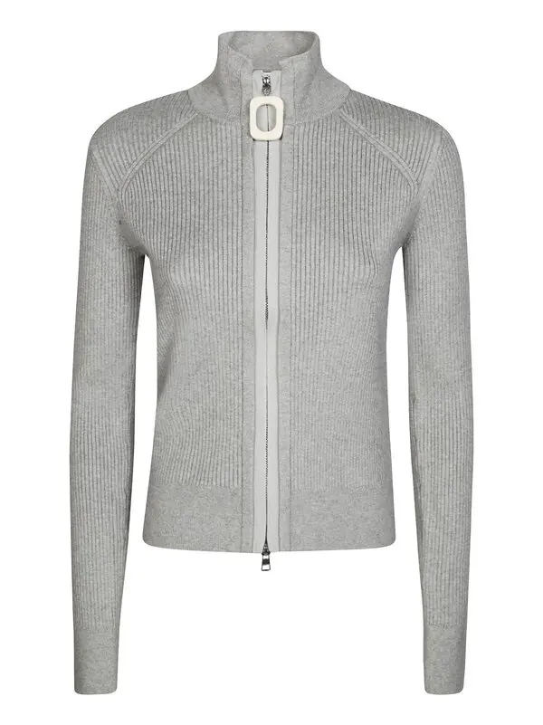 JW Anderson Zip-up Cardigan In Cotton And Cashmere - Grigio